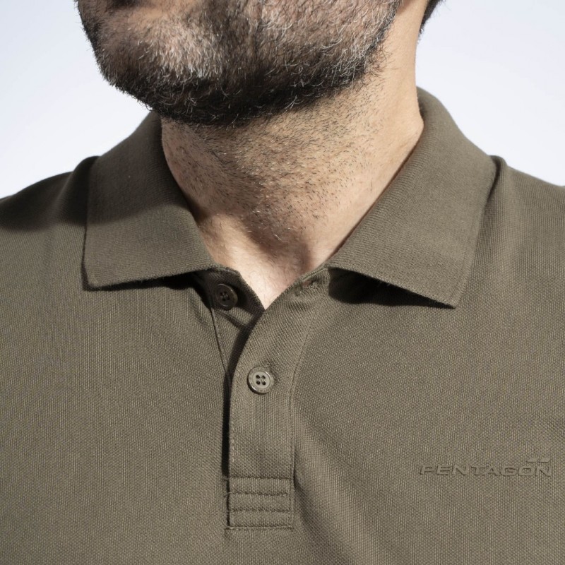 PENTAGON MOTH PIQUET POLO SHIRT ΜΠΛΟΥΖΑΚΙΑ ΚΟΝΤΟ ΜΑΝΙΚΙ - ΦΟΥΤΕΡ PENTAGON
