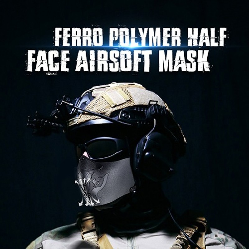 AIRSOFT AMOMAX HALF FACE BLACK MASK GUN ACCESORIES AMOMAX